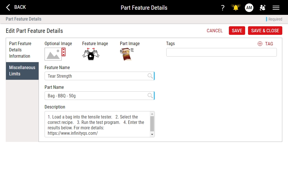 Part Feature Details
