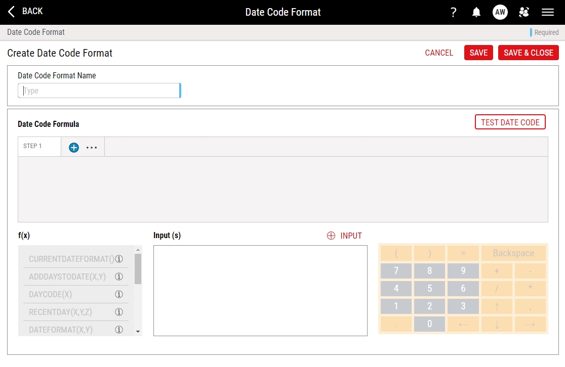 Editing Date Code Configurations