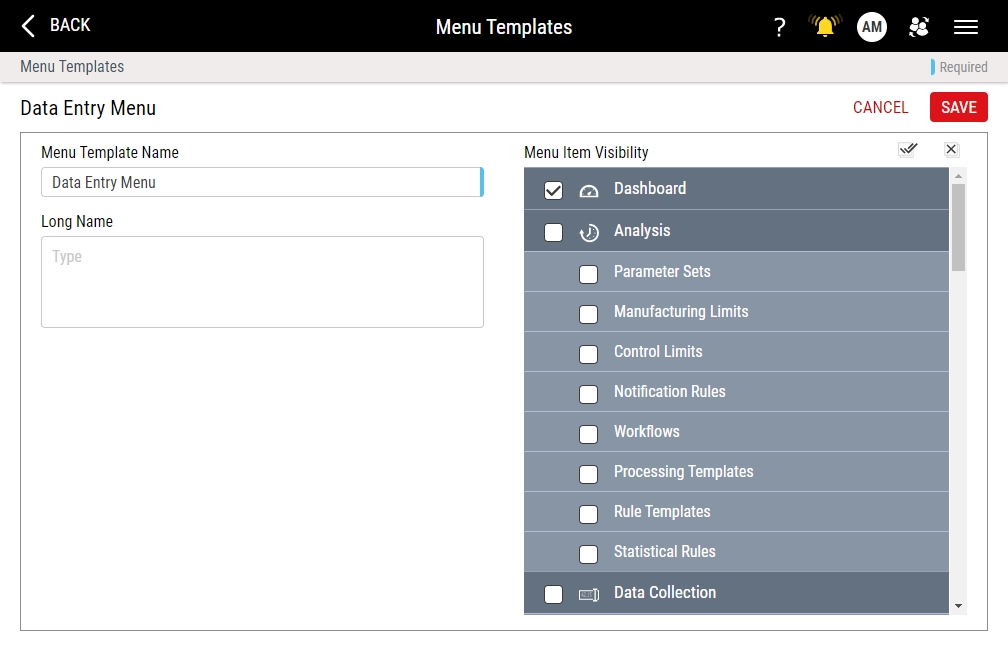 Editing Menu Templates
